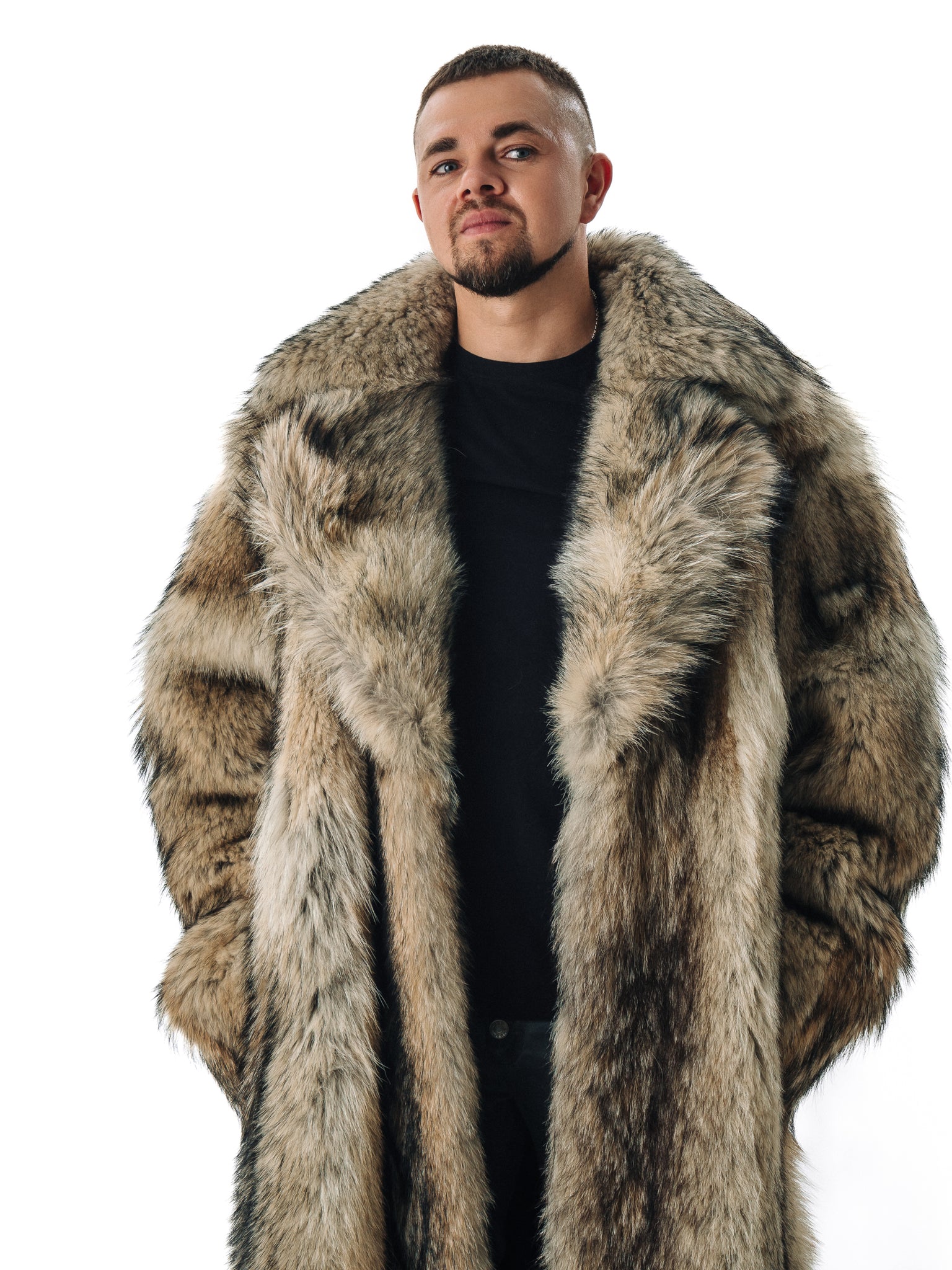 Men's Full-Lengh Coyote Fur Coat - Forestfox – Forestfox Fur Atelier