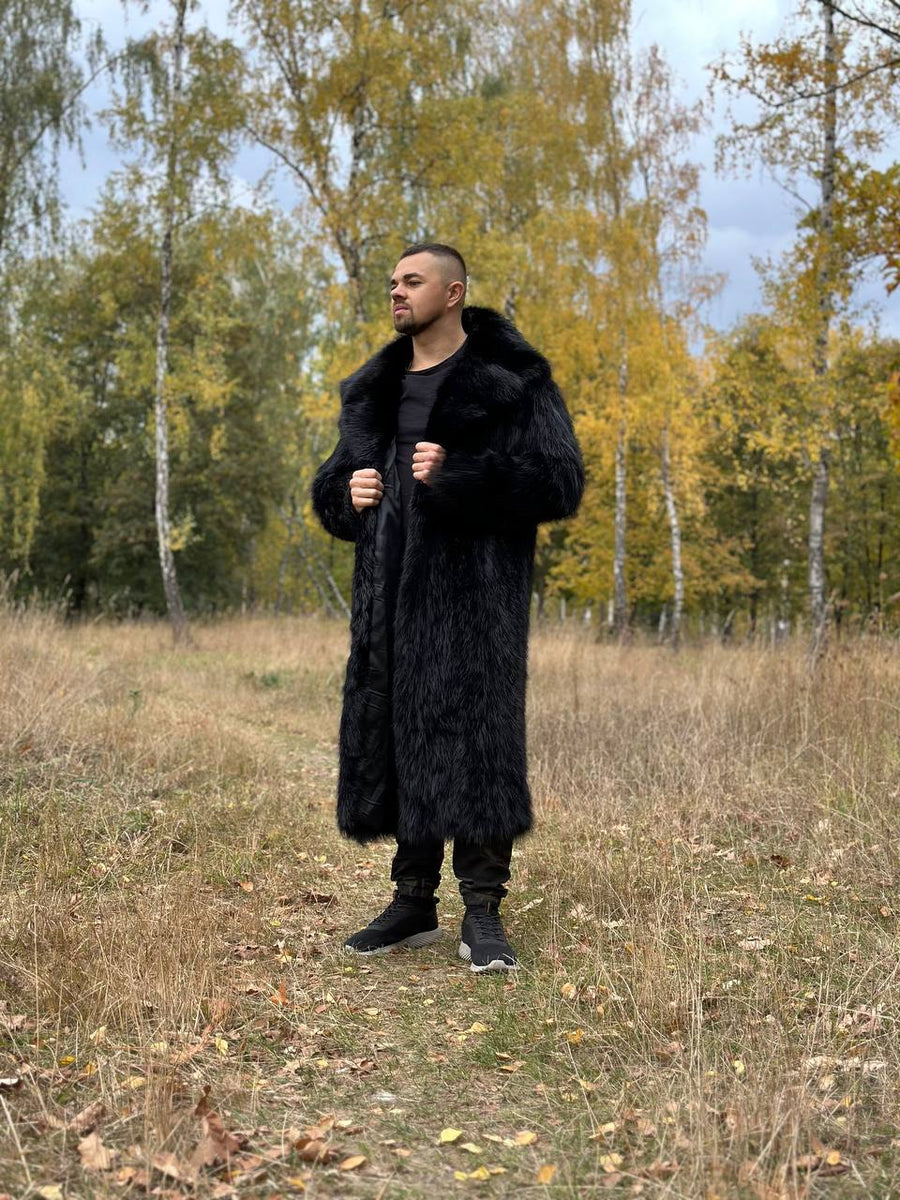 Full Length Black Men's Beaver Fur Coat for Sale- Forestfox – Forestfox ...